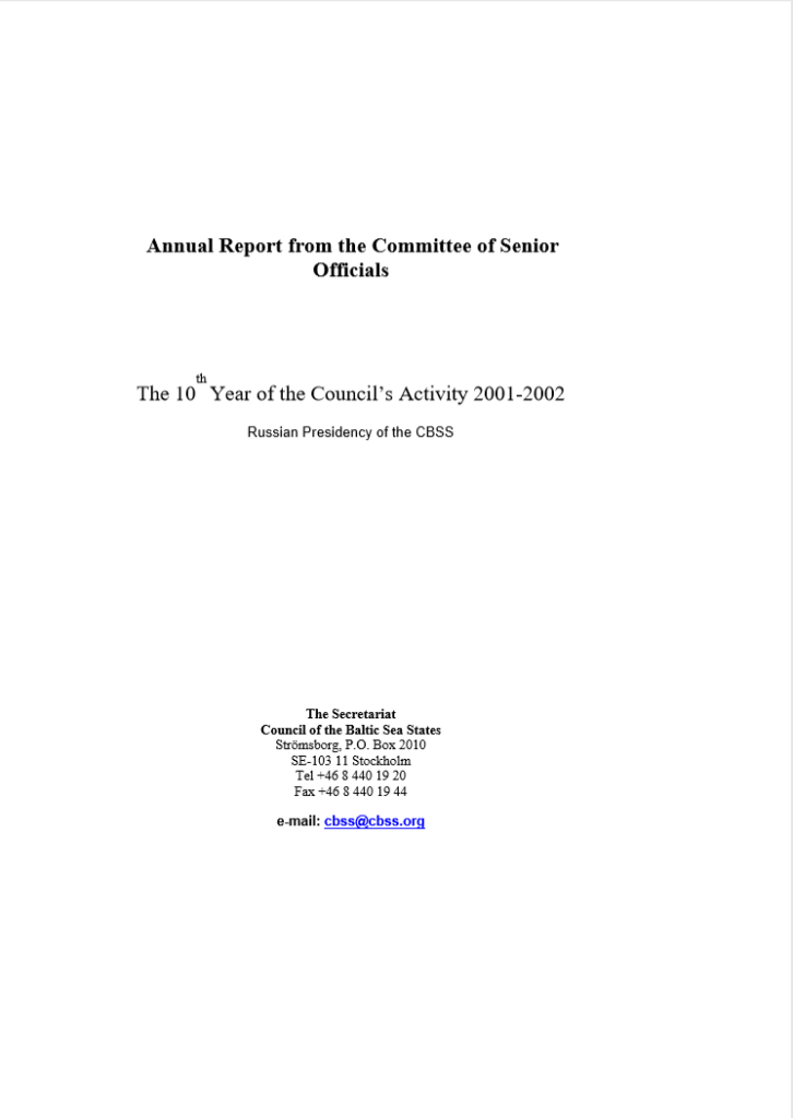 CBSS Annual Report 2001-02 – CBSS